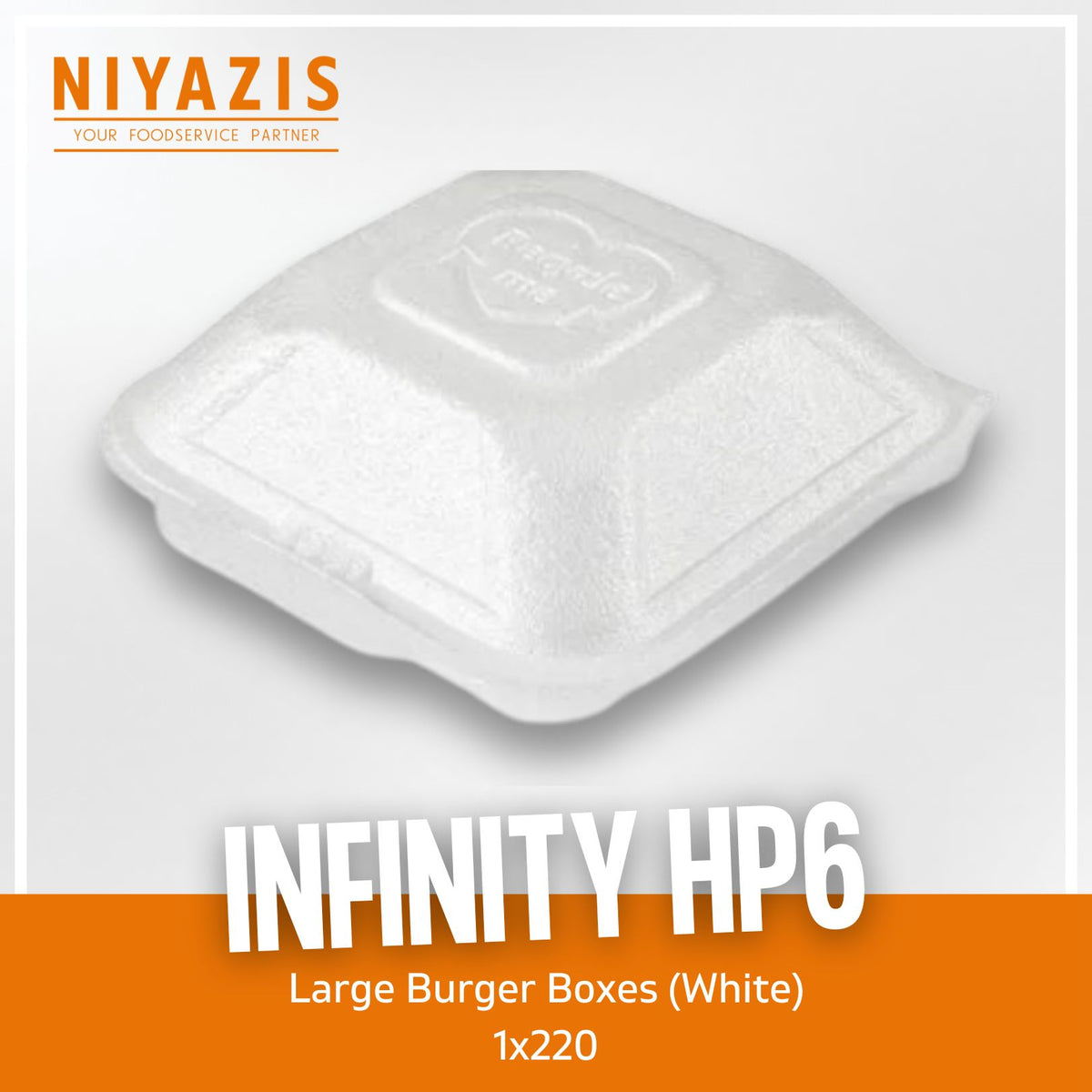 HP6 Infinity Large Burger Boxes (White) (145x158x72mm) 1x220 – Niyazi's