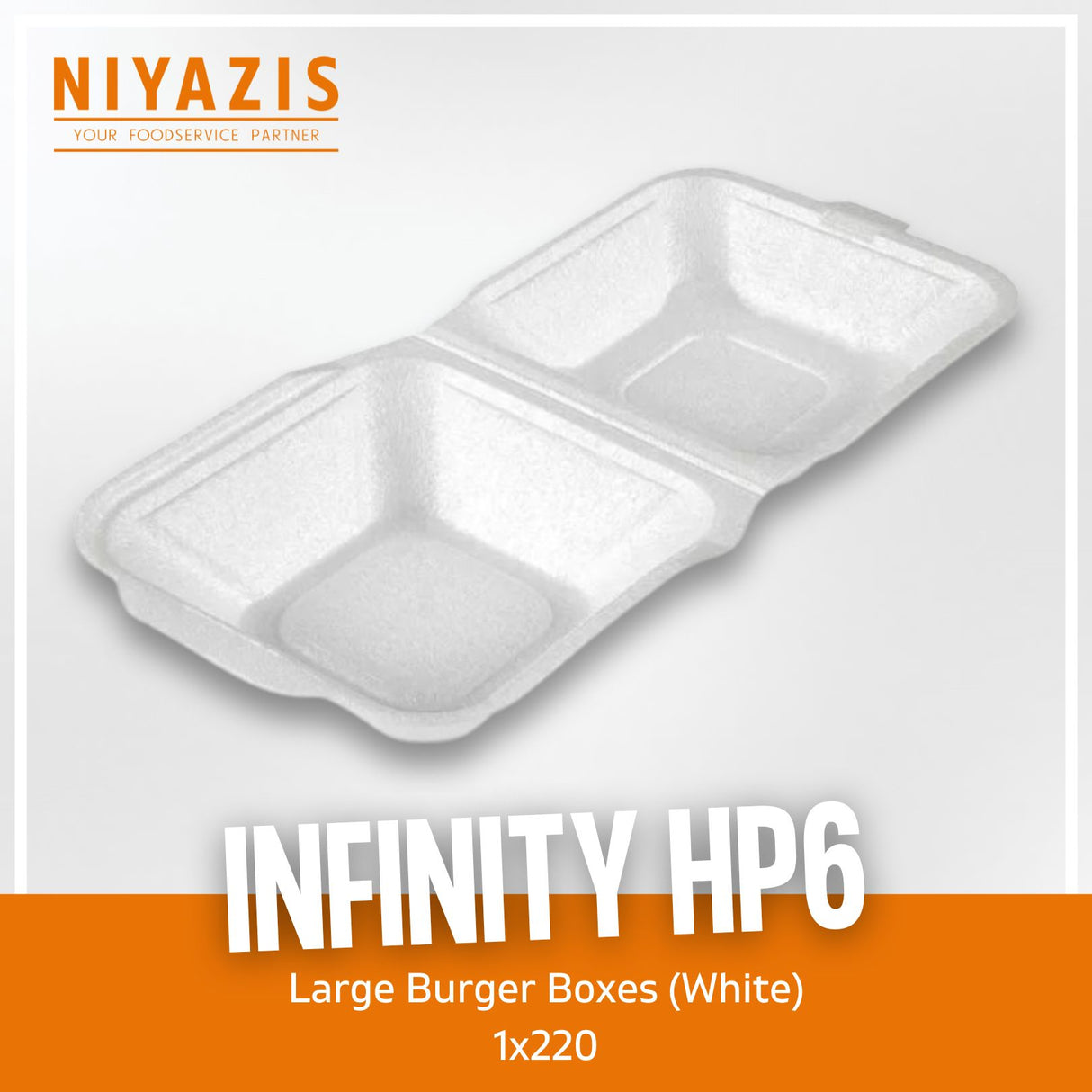 HP6 Infinity Large Burger Boxes (White) (145x158x72mm) 1x220 – Niyazi's
